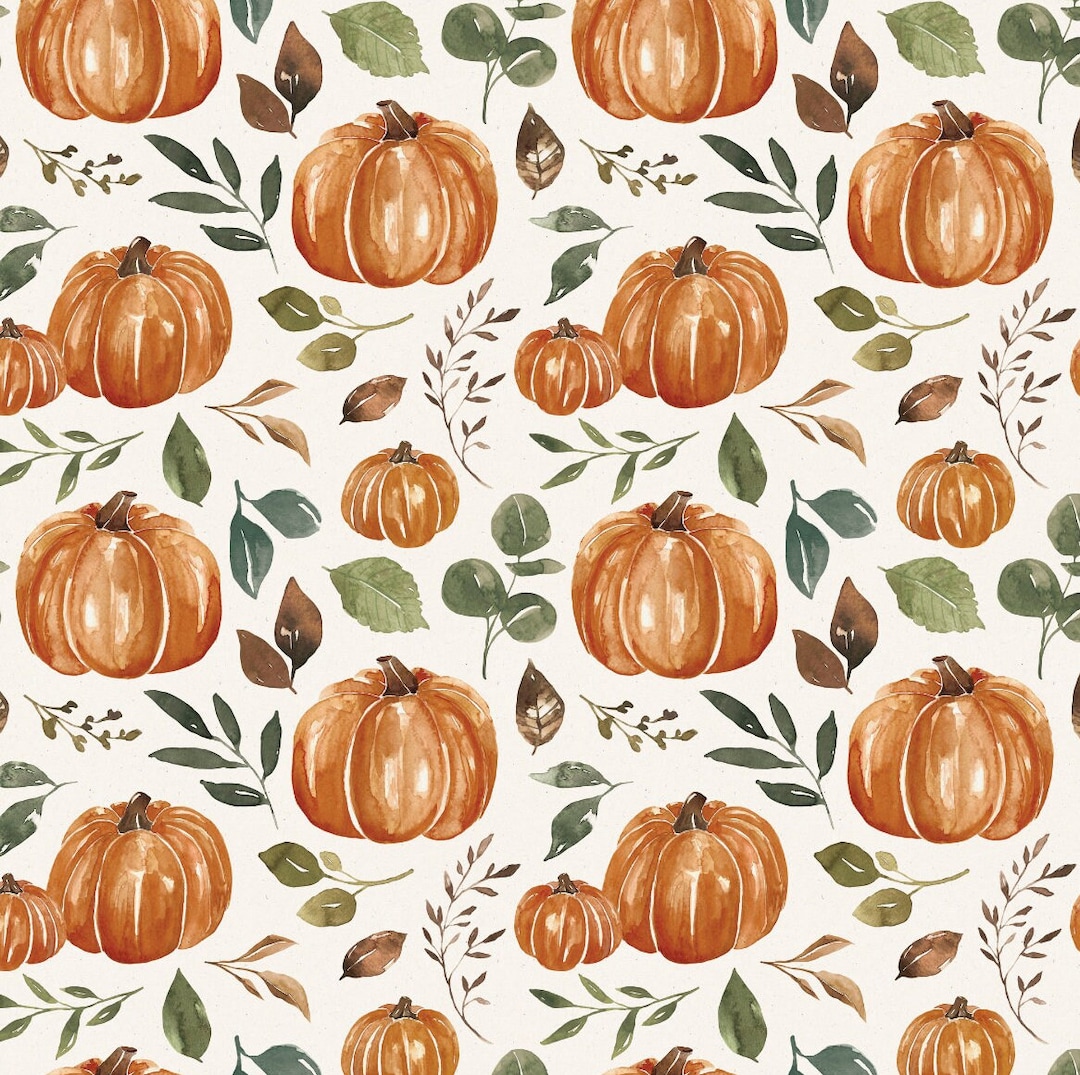 Autumn Pumpkin Fabric, Fabric by the Yard, Cate & Rainn, Broadcloth, Quilting Cotton, French ...