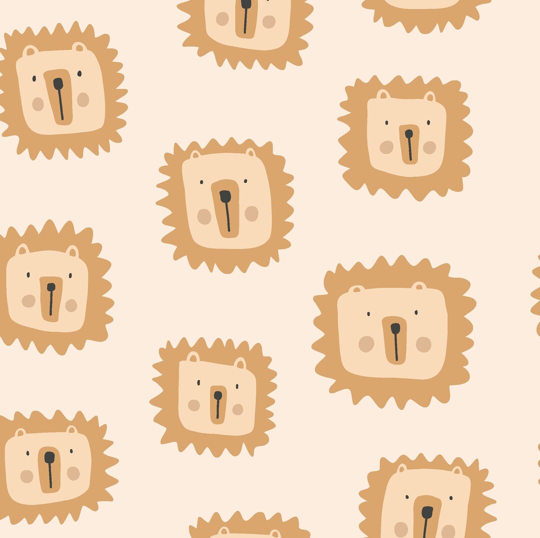 Lion Face Fabric, Jungle Zoo Animal Fabric, Fabric by the Yard ...