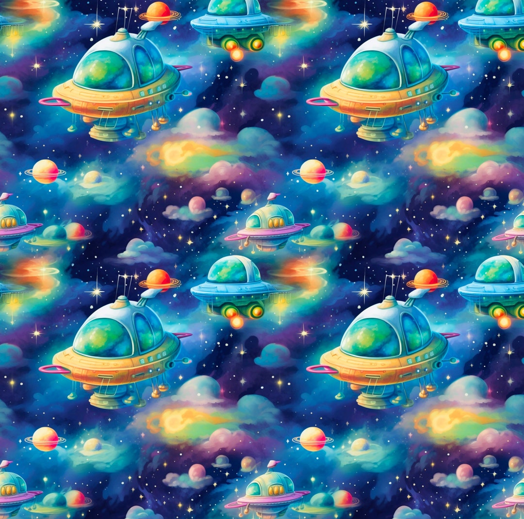 Spaceship Fabric, Space Fabric, Outerspace, Fabric by the Yard, Mikayla ...