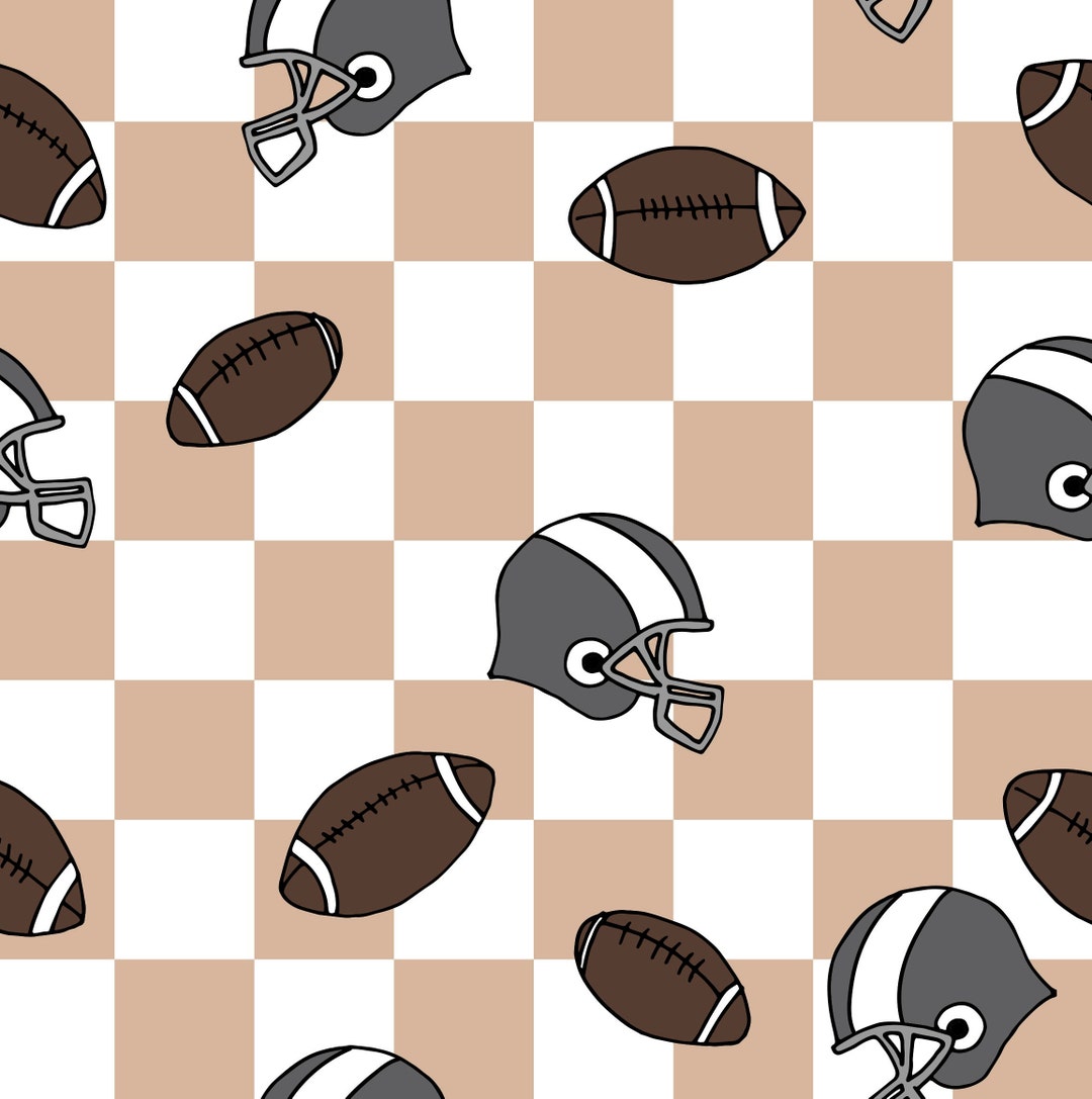 Tan Football Helmet Checker Fabric, Fabric by the Yard, Sports Fabric ...