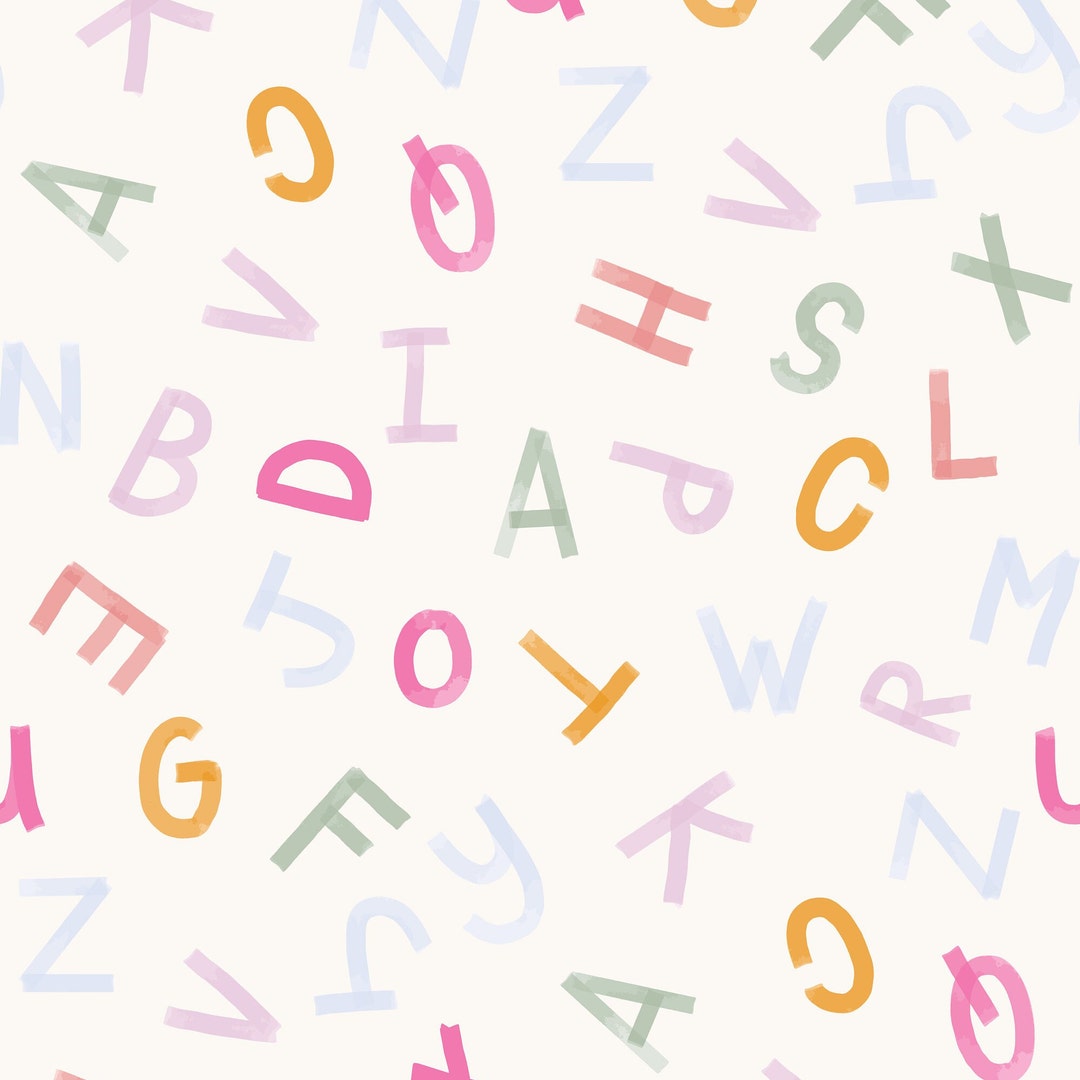 Alphabet Fabric, Colorful ABC Letters, Back to School Fabric, Fabric by ...