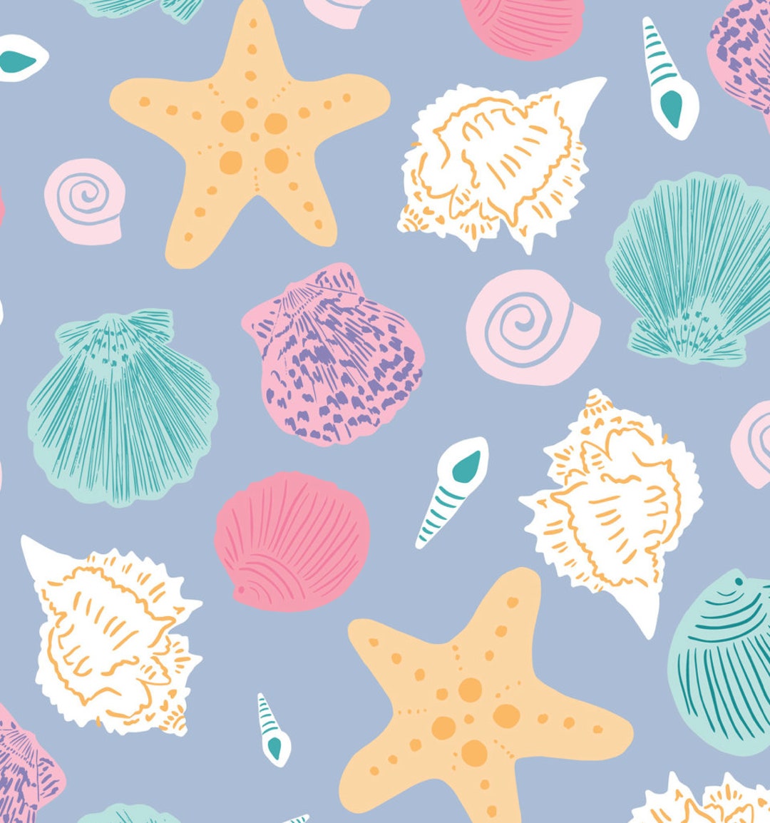 Seashell Fabric, Fabric by the Yard, Indy Bloom Design, Summer Fabric ...