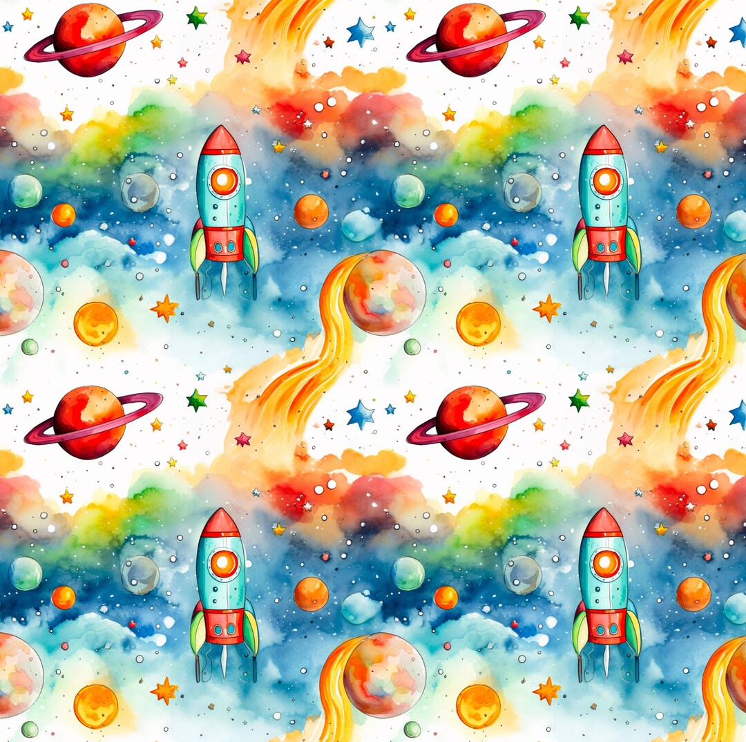Spaceship Fabric, Rocketship Fabric, Outerspace, Fabric by the Yard ...