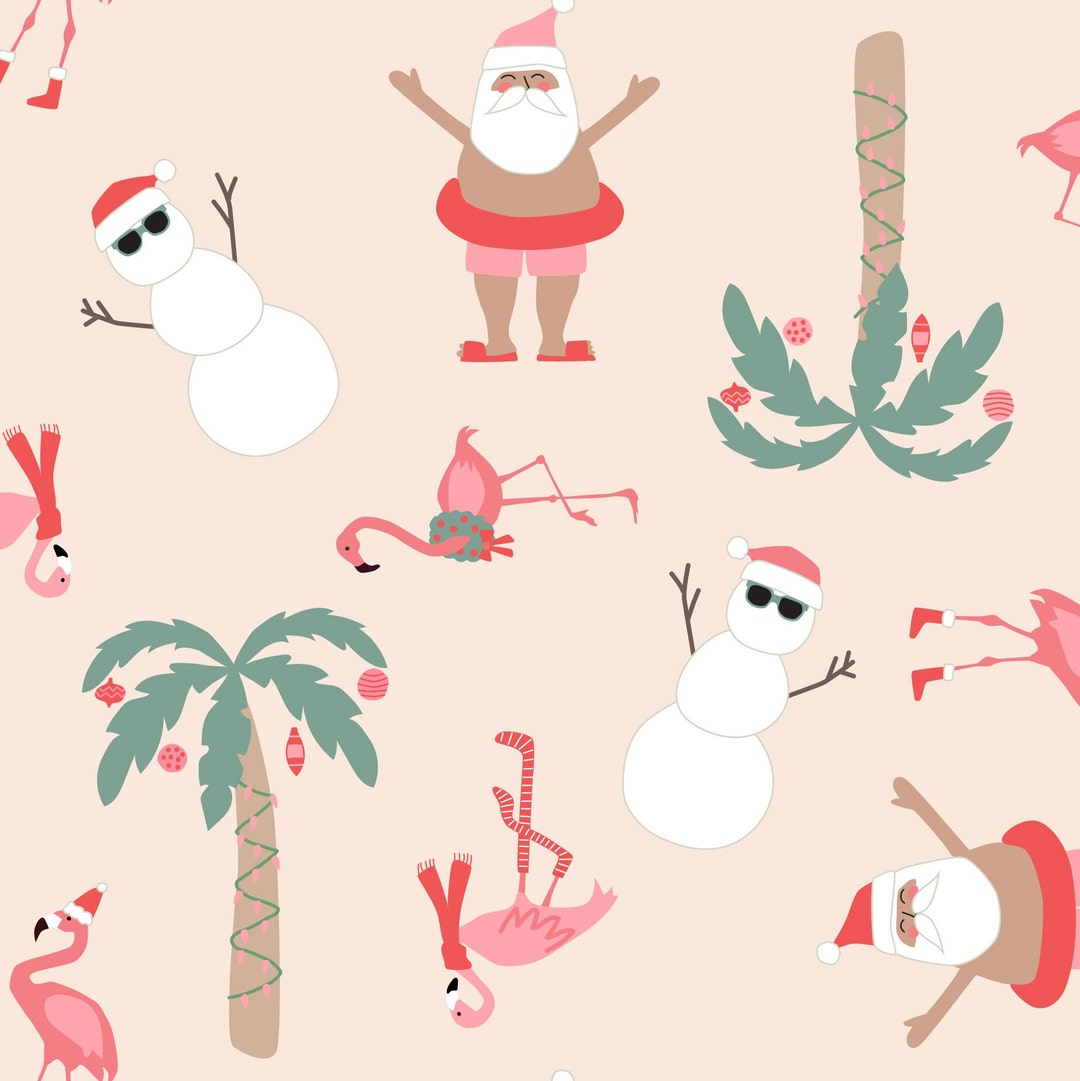 Beach Santas Fabric, Hawaiian Christmas Fabric, Fabric by the Yard, Hey ...