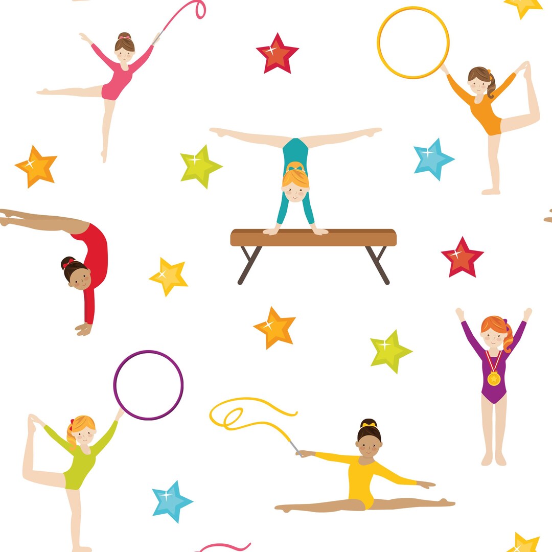 Gymnastics Fabric, Girl Gymnast Fabric, Fabric by the Yard, Quilting ...