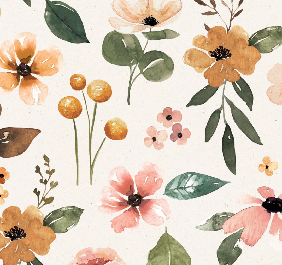 Charlotte Boho Flowers on Textured Cream Cate & Rainn Floral - Etsy