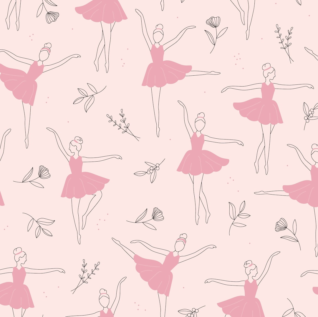 Pink Ballet Fabric, Ballerina Dancer Fabric, Fabric by the Yard, Little ...