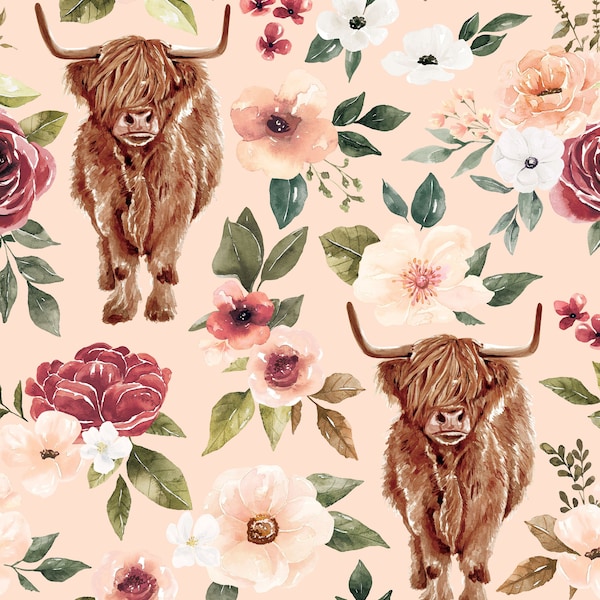 Cow Pink Highland Fabric - Etsy
