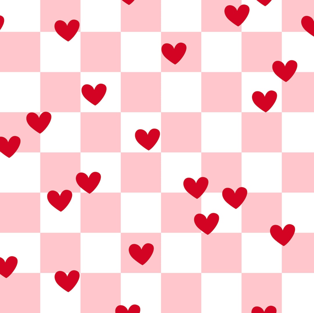 Checker Heart Fabric, Valentine's Day Fabric, Fabric by the Yard ...