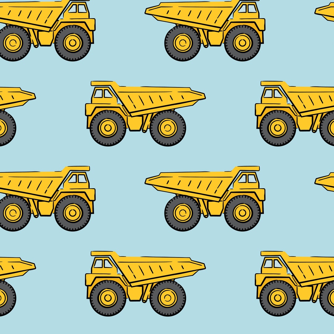 Blue Dump Truck Fabric, Construction Fabric, Fabric by the Yard, Little ...
