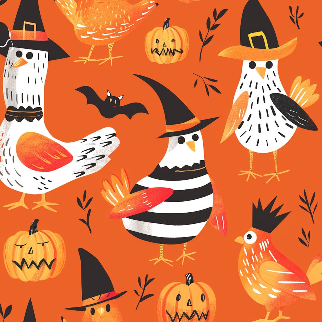 Halloween Chicken Fabric, Witch Chicken Fabric, Fabric by the Yard ...