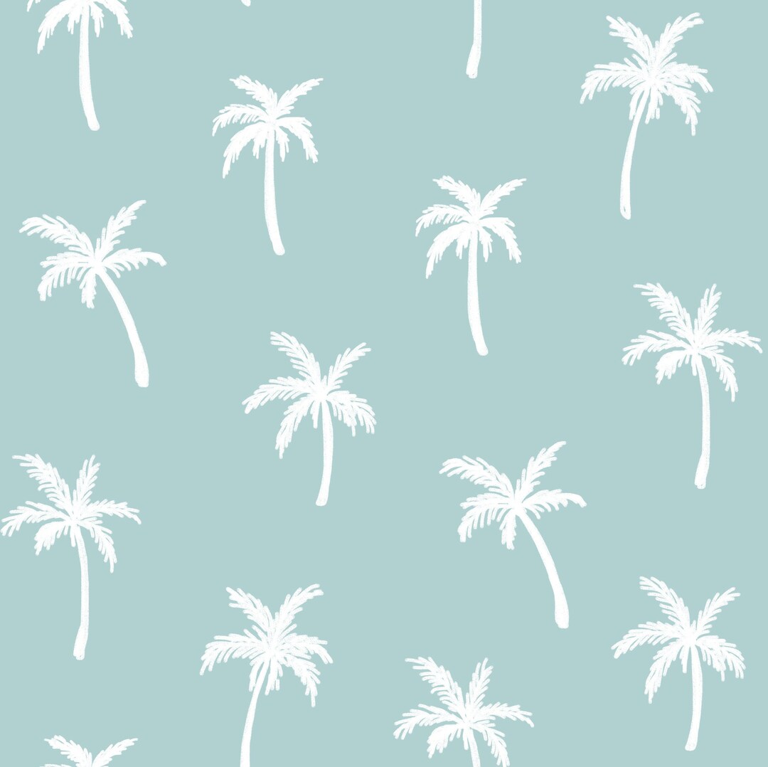 Blue Palm Tree Fabric, Summer Fabric, Tropical, Fabric by the Yard ...