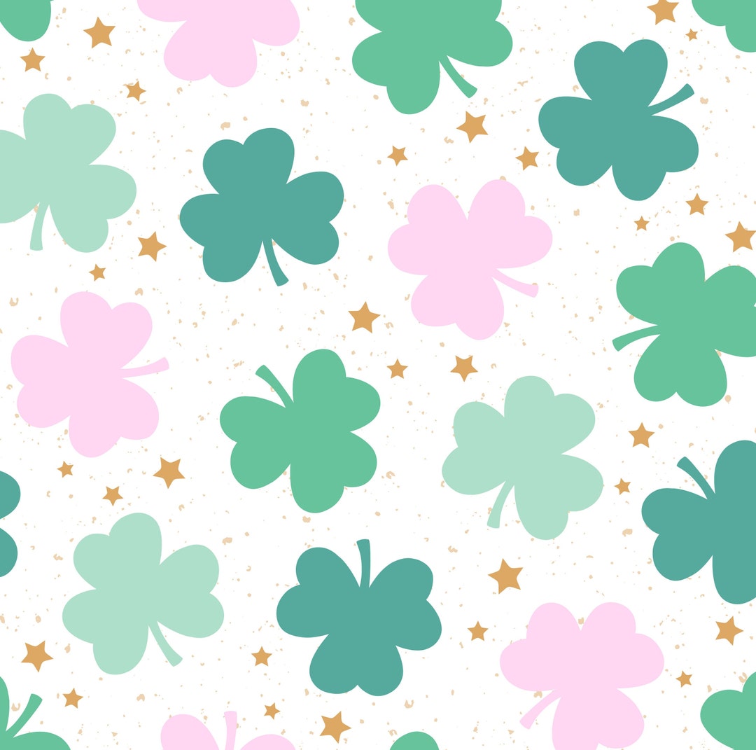 Pink and Green Shamrock Fabric, St Patrick's Day Fabric, Fabric by the ...