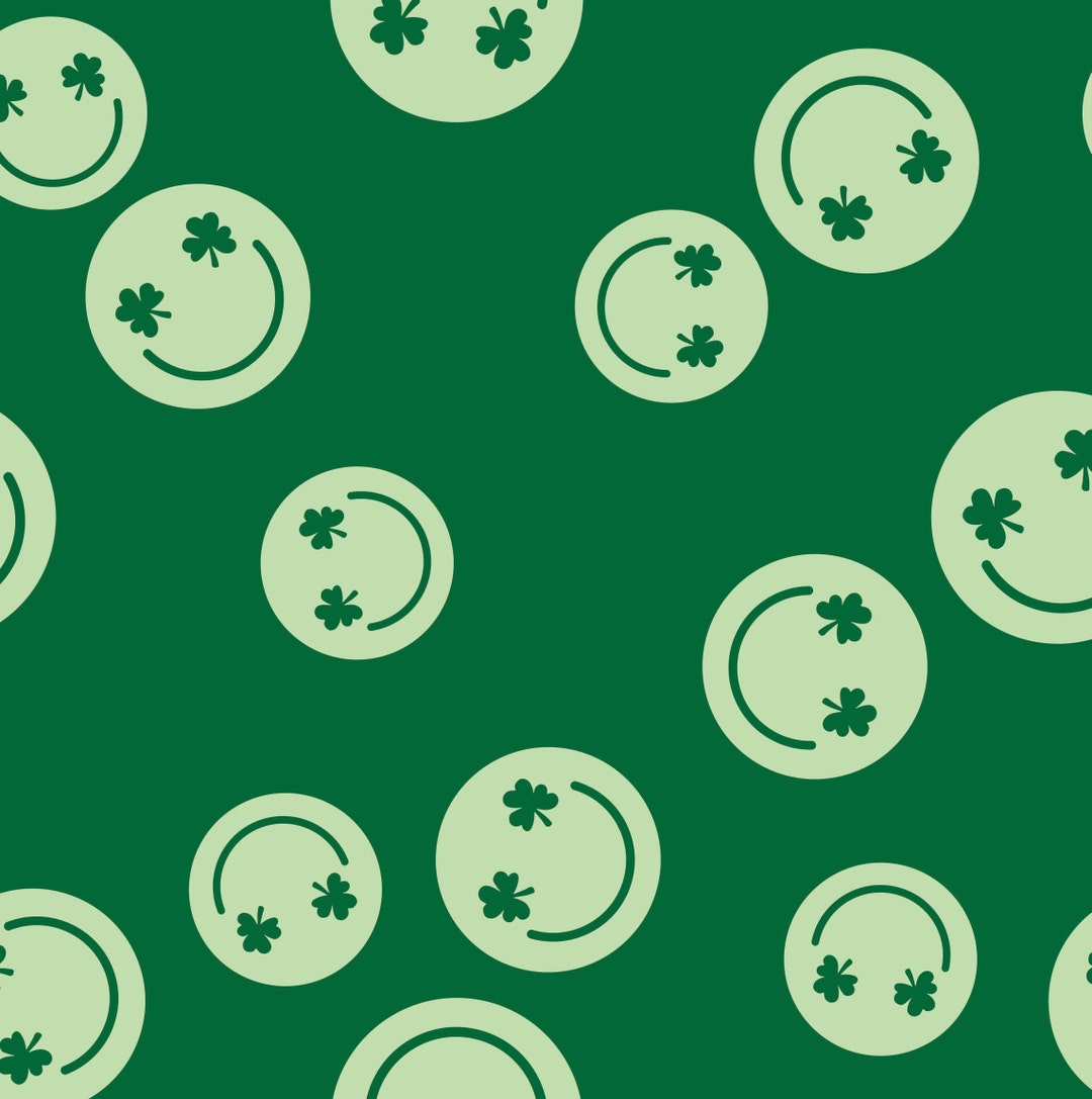 Shamrock Smiley Face Fabric, Fabric by the Yard, St. Patrick's Day ...