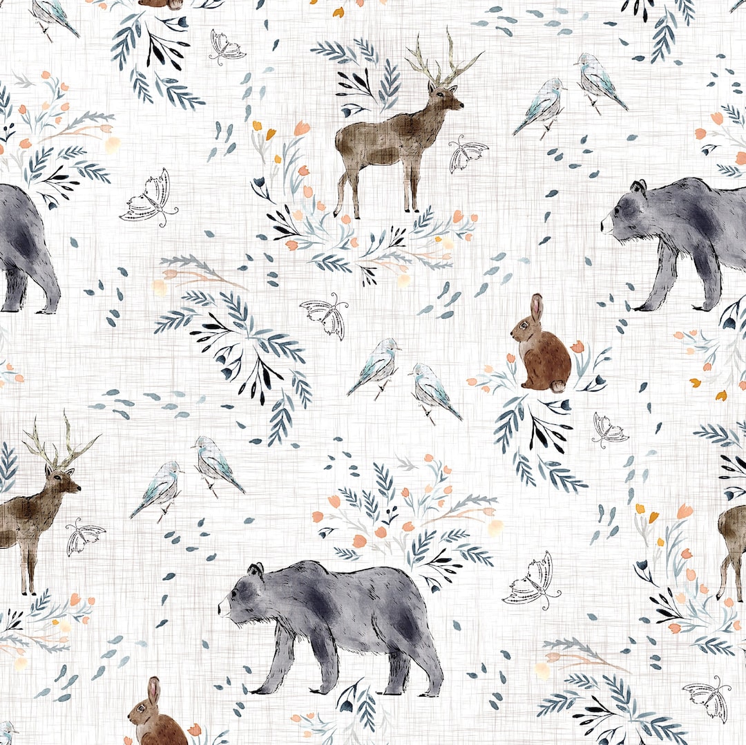 Woodland Animal Fabric, Forest Animal Fabric, Fabric by the Yard ...