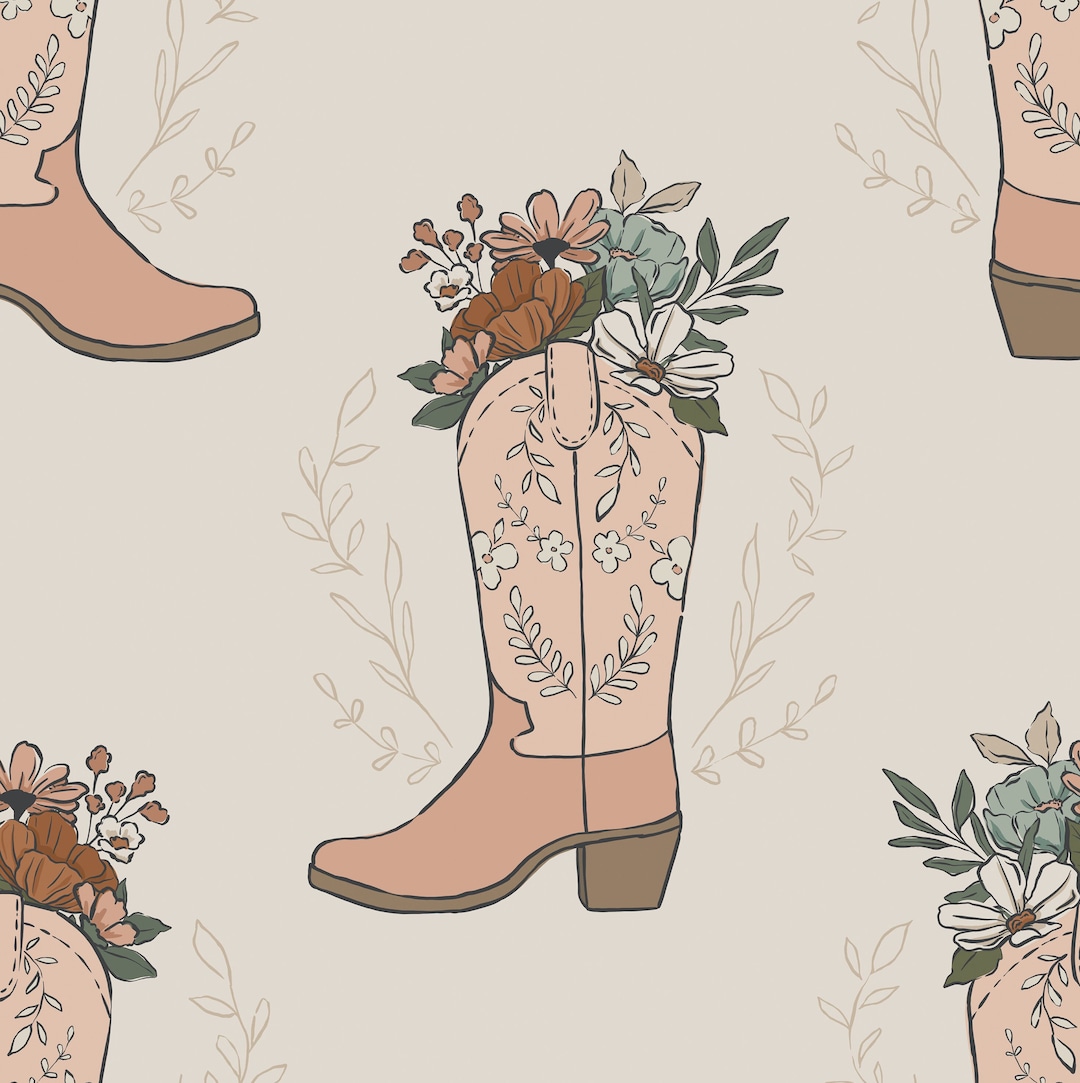 Rustic Cowgirl Boot Fabric, Western Fabric, Fabric by the Yard, Cate ...
