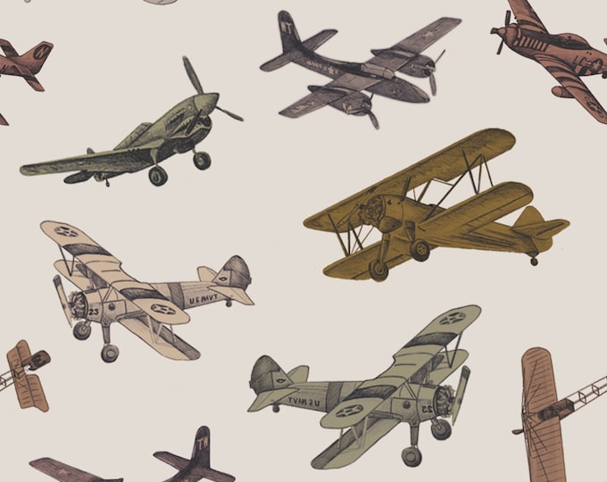 Airplane Vintage Models Aircraft Fabric Antiqued Planes Fabric Repeat ...