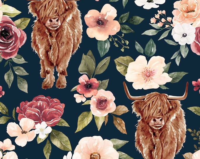 Highland Cow Fabric Highland Cattle by Littlearrowdesign Brown Orange ...