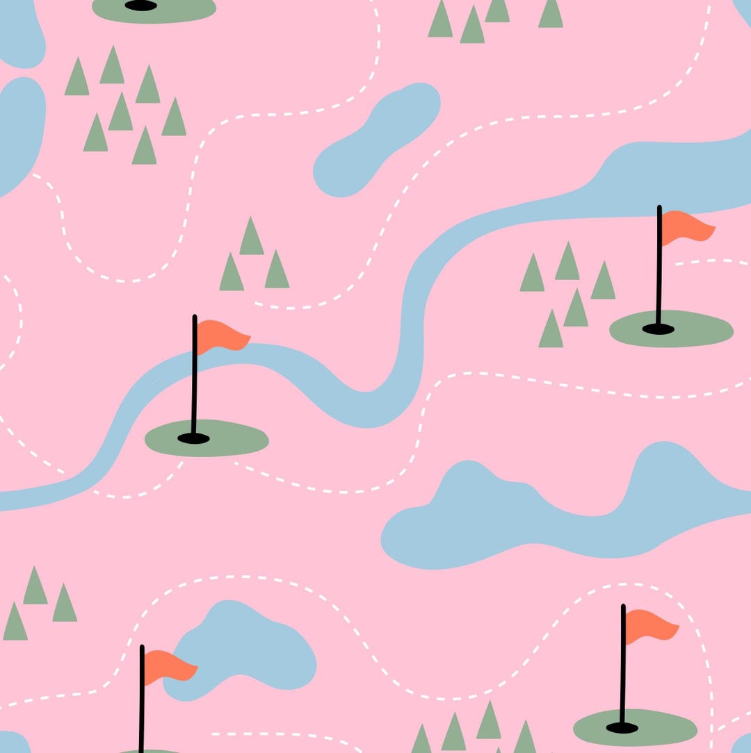 Pink Golf Course Fabric, Golfing Fabric, Fabric by the Yard, Little ...