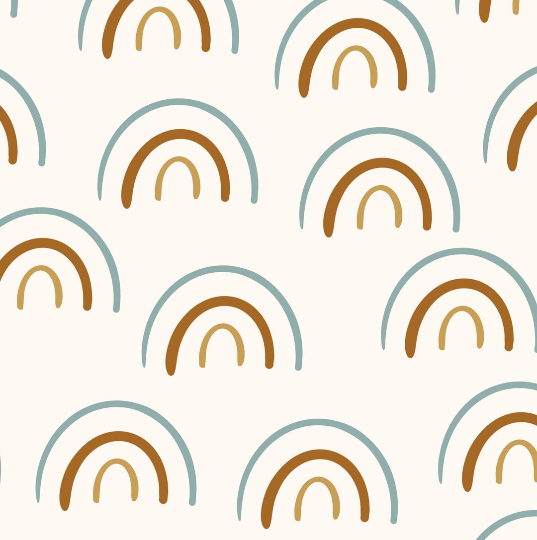 Rainbow Fabric by the Yard, Fabric by the Yard, Neutral Rainbow Fabric ...