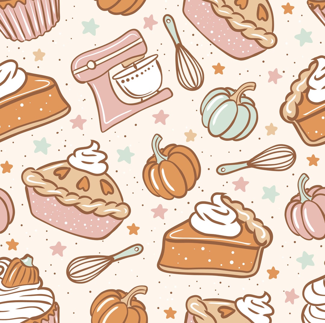 Cream Pumpkin Pie Baking Fabric, Fabric by the Yard, Thanksgiving ...