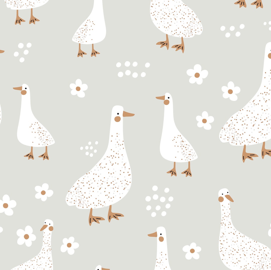 Gray Goose Fabric, Farm Animal Fabric, Fabric by the Yard, Solmariart ...