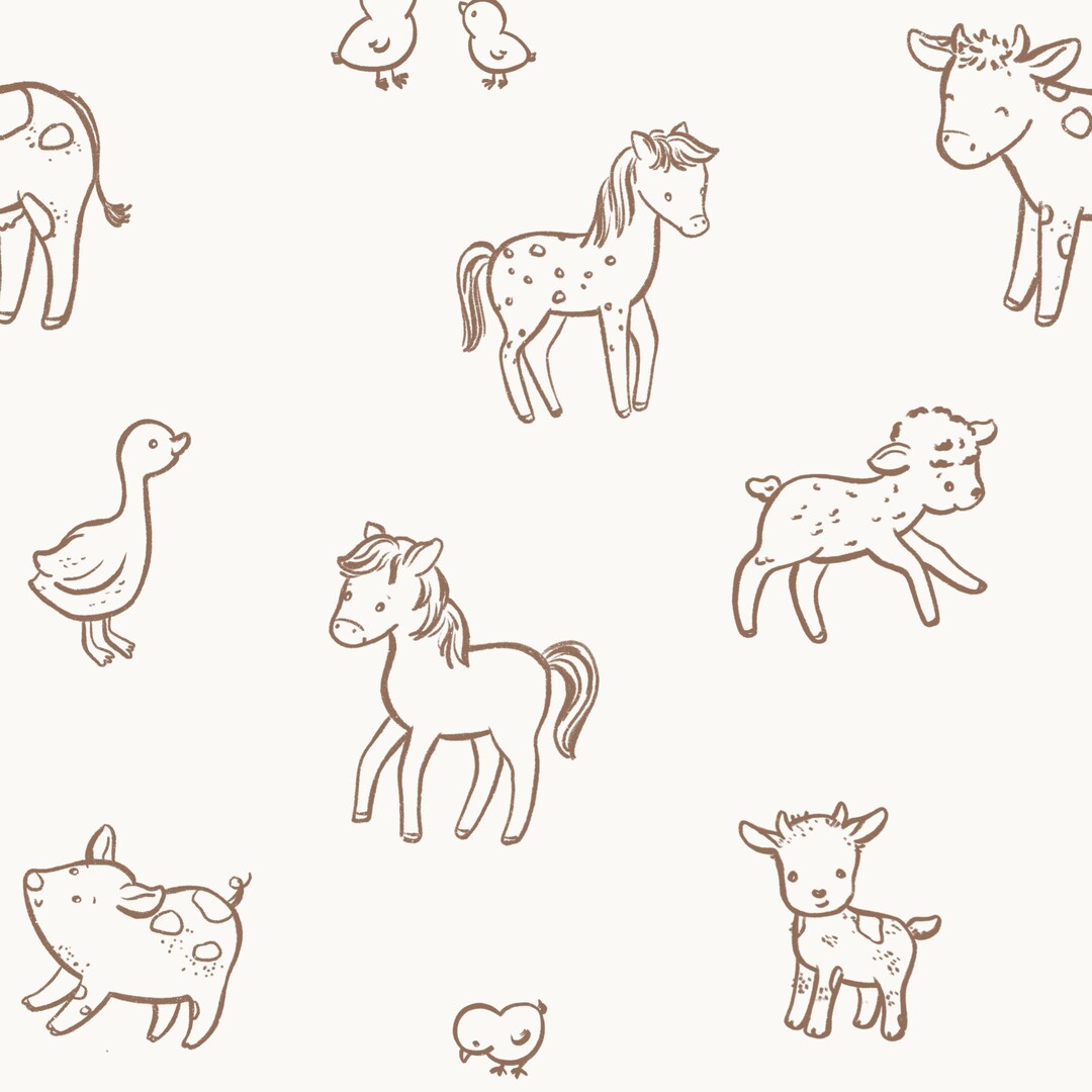 Cute Farm Animal Fabric, Cow Pig Chicken Fabric, Fabric by the Yard ...