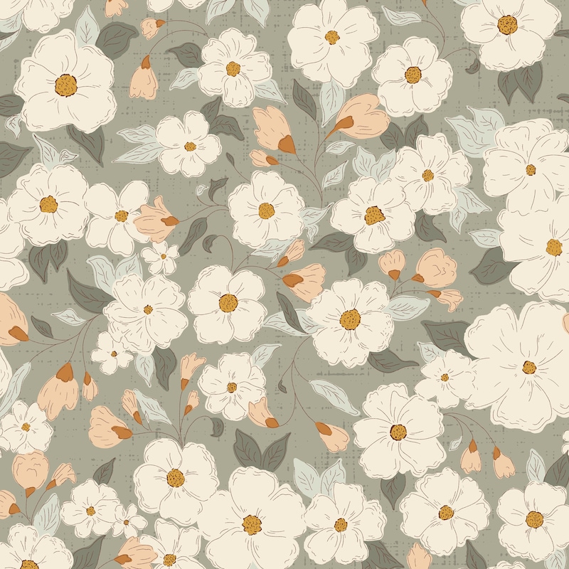 Sage Floral Fabric - Etsy