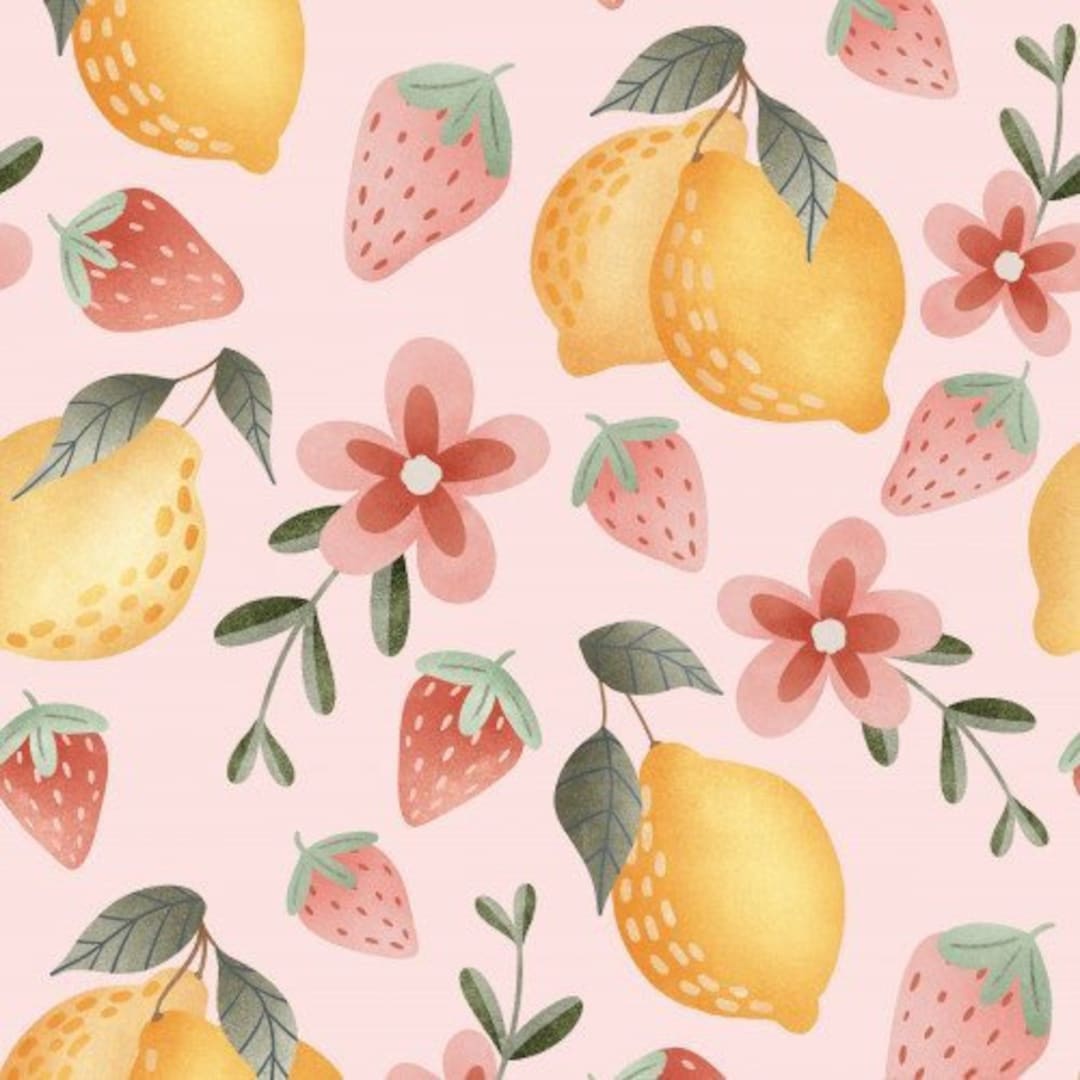 Strawberry Lemon Fabric, Fabric by the Yard, Krystal Winn, Summer ...
