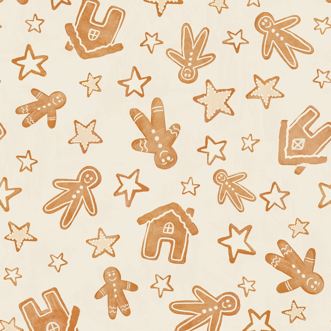 Gingerbread Cookie Fabric, Christmas Fabric, Erin Kendal, Fabric by the ...