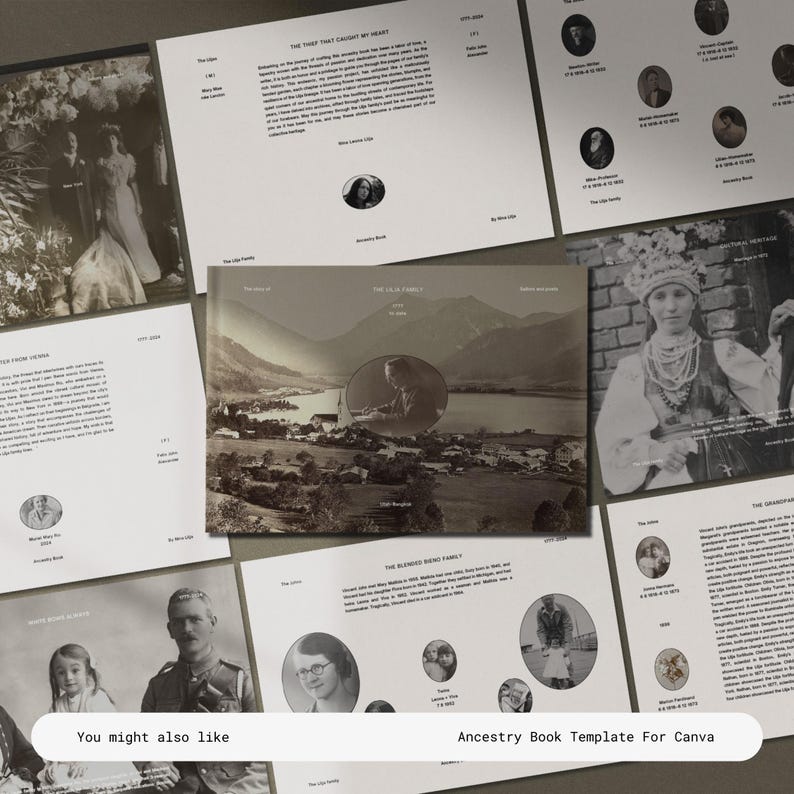 7 Generation Family Tree Poster Template for Canva, Ancestry Chart ...