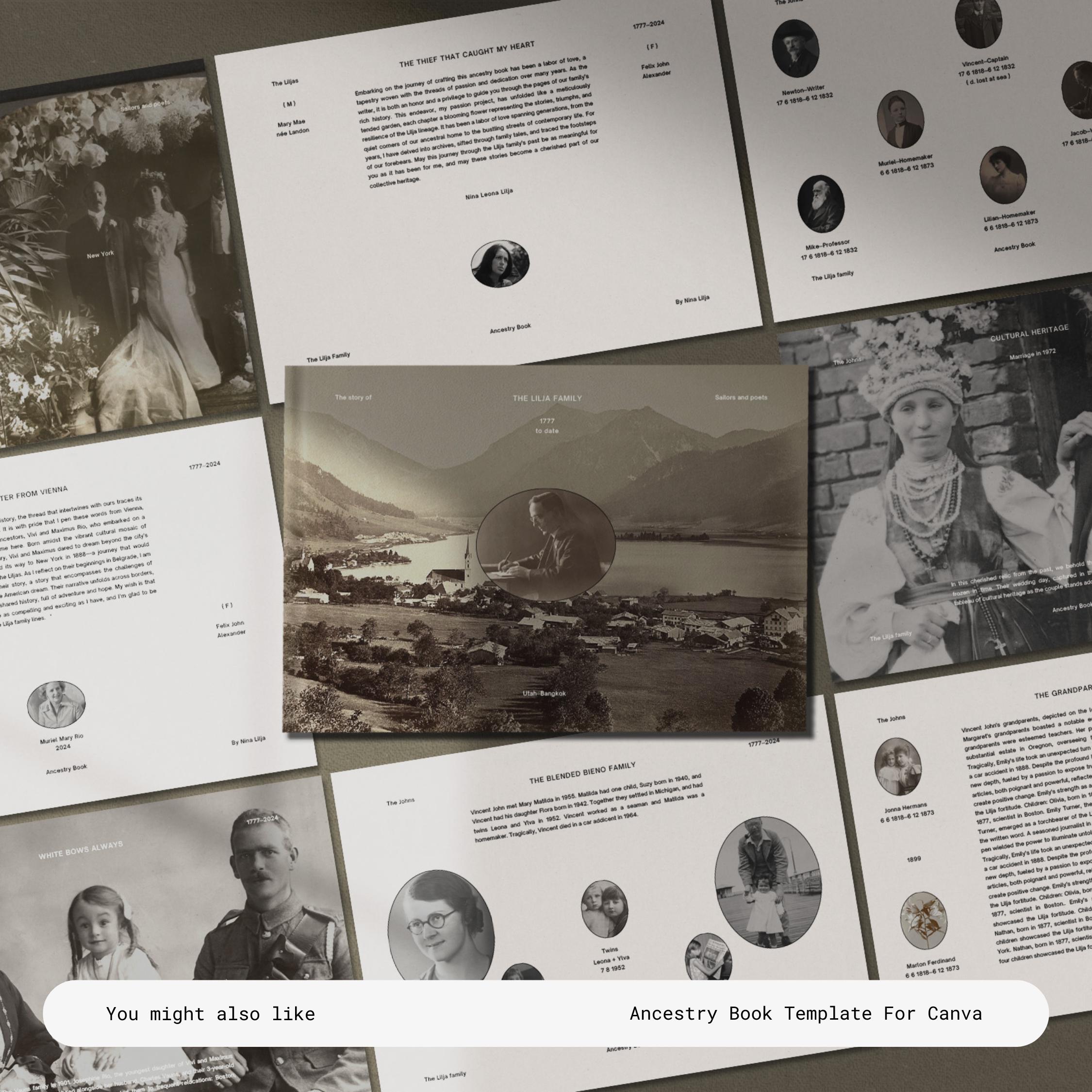 7 Generation Family Tree Poster Template for Canva, Ancestry Chart ...