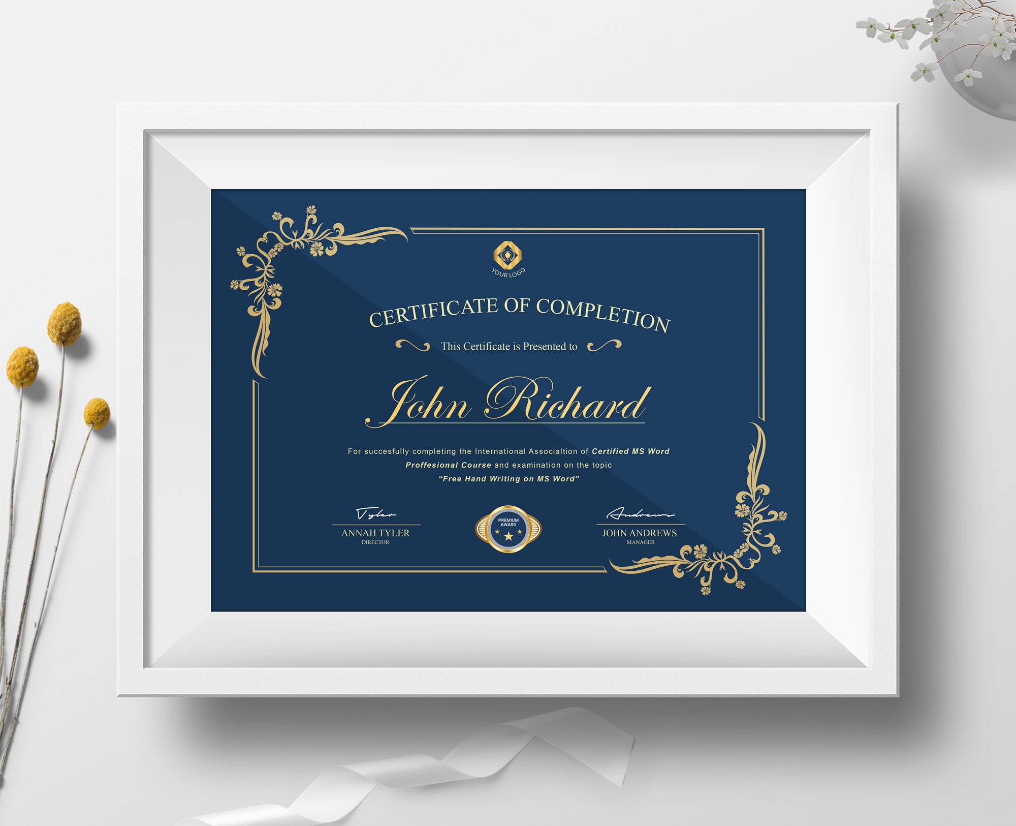 Editable Certificate of Completion Template Word, Appreciation, Award ...