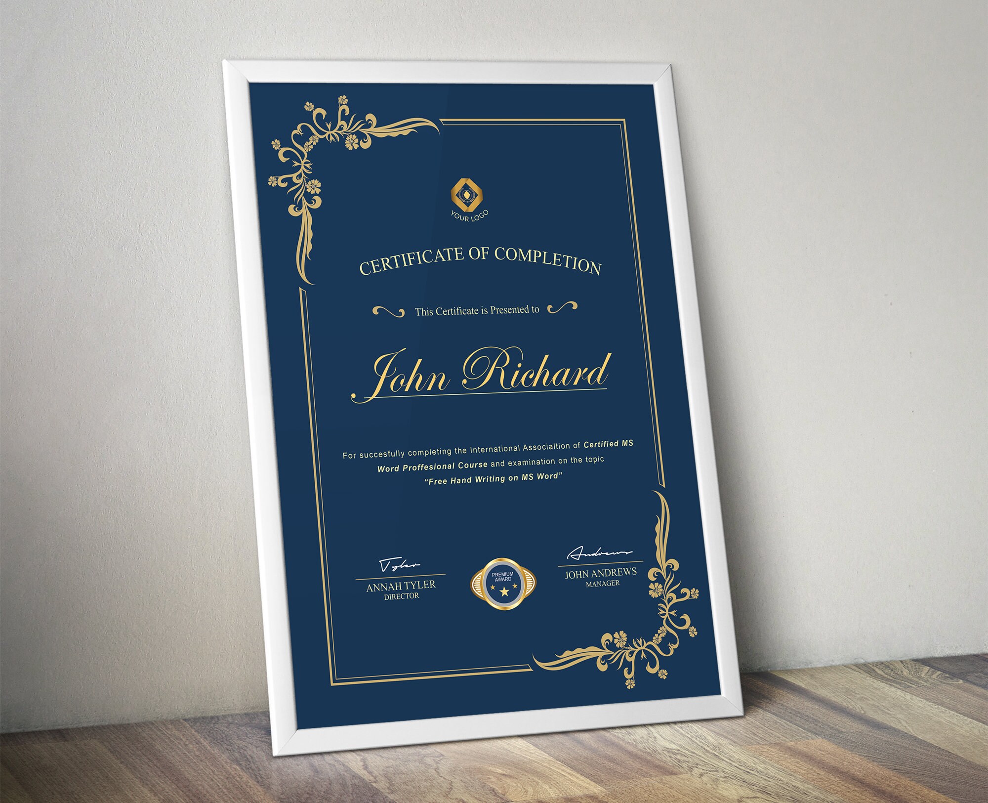 Editable Certificate of Completion Template Word, Appreciation, Award ...