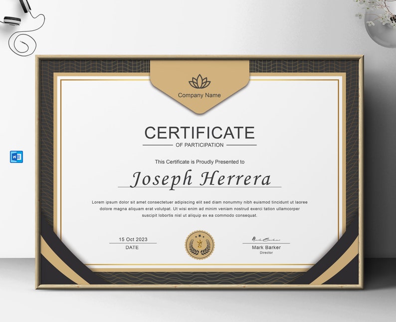 Certificate of Participation Template Word, Certificate of Appreciation, Award, Achievement ...