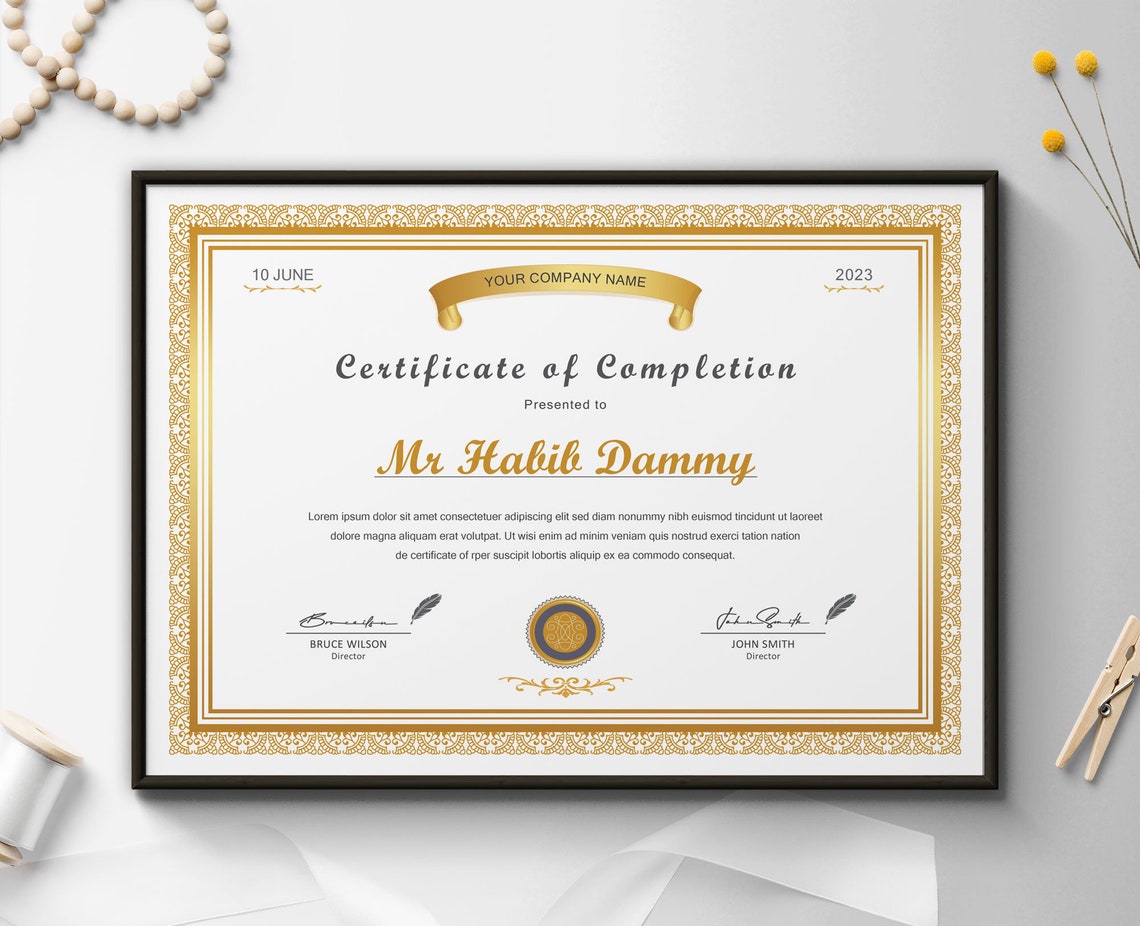 Certificate of Completion Template Word Editable Certificate - Etsy