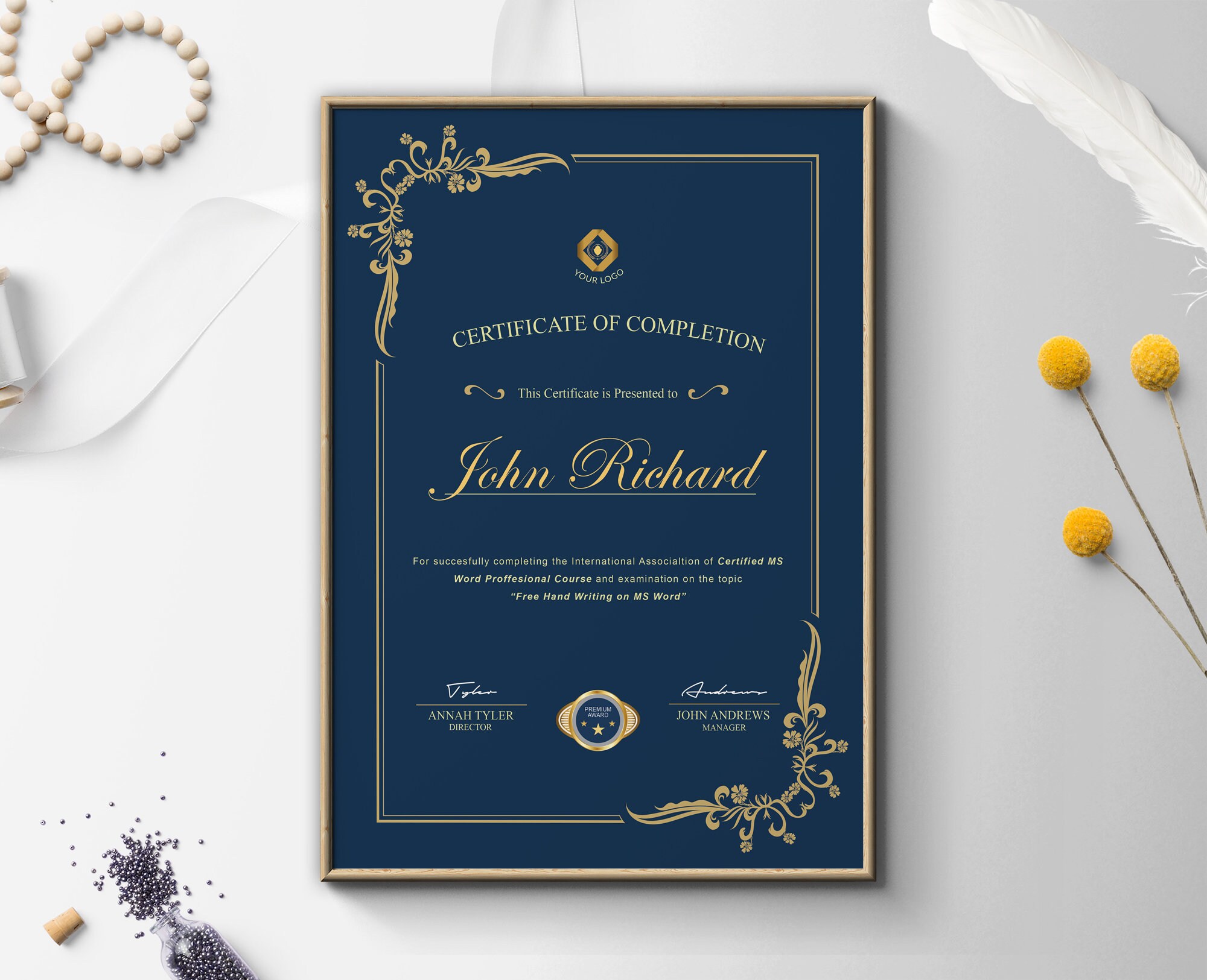 Editable Certificate of Completion Template Word, Appreciation, Award ...