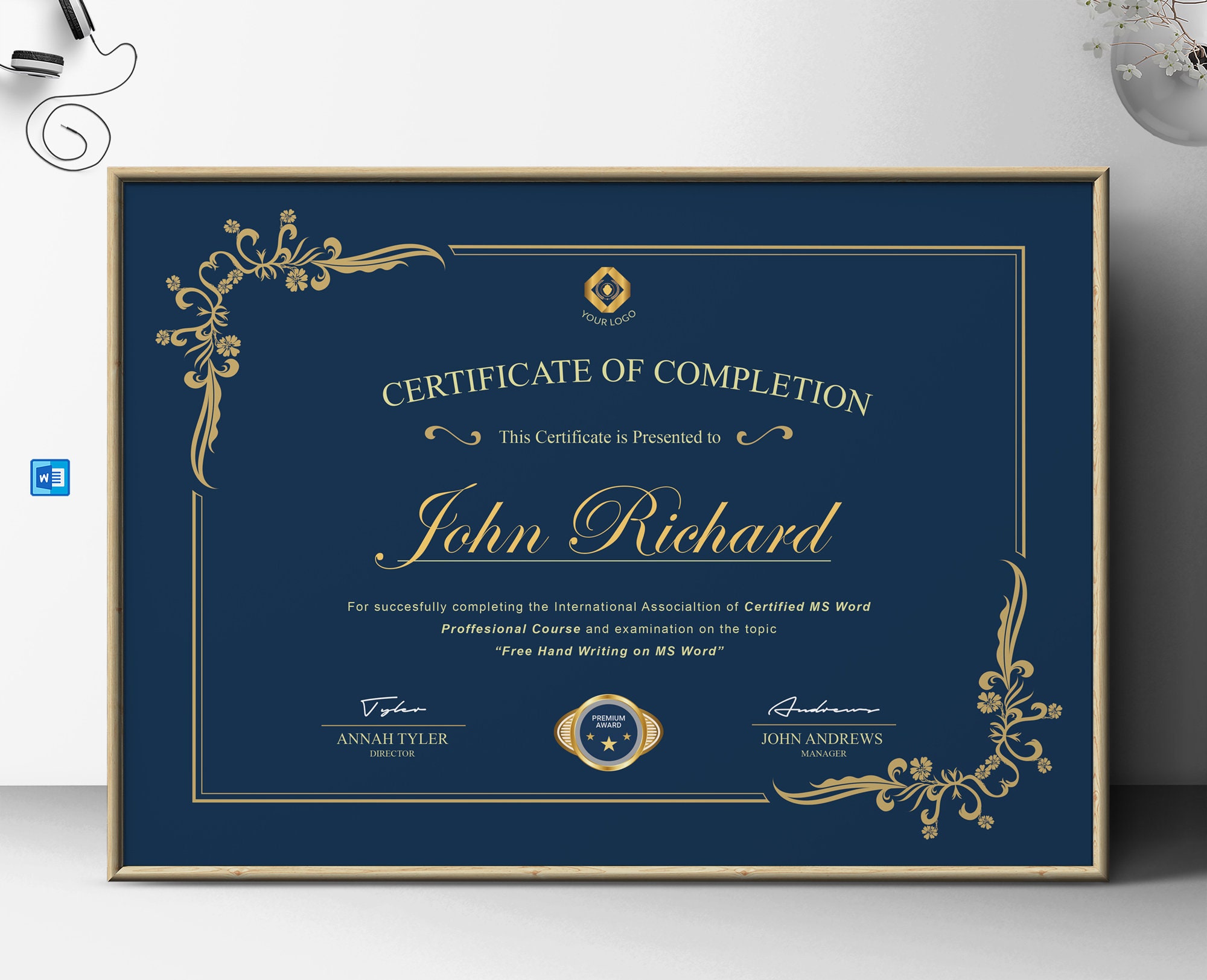 Editable Certificate of Completion Template Word, Appreciation, Award ...