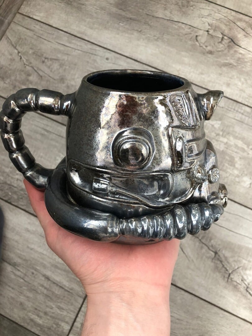 Fallout Ceramic Handmade Mug Armor Helmet Pottery Cup | Etsy