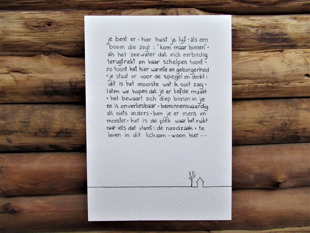 Je bent thuis Postkaart Gedicht - Etsy Nederland