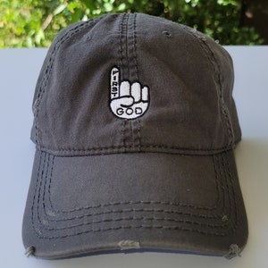 God F1rst Distressed Dad Hat, God First, White and Black Embroidered ...
