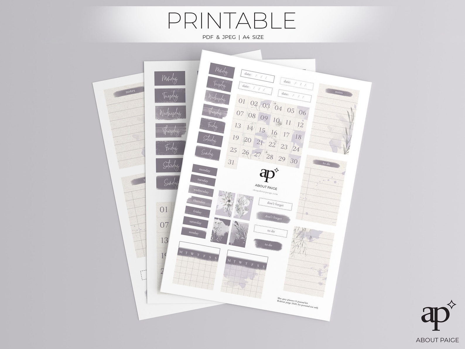 Lilac Grey Bullet Journal and Planner Kit Open Dated - Etsy