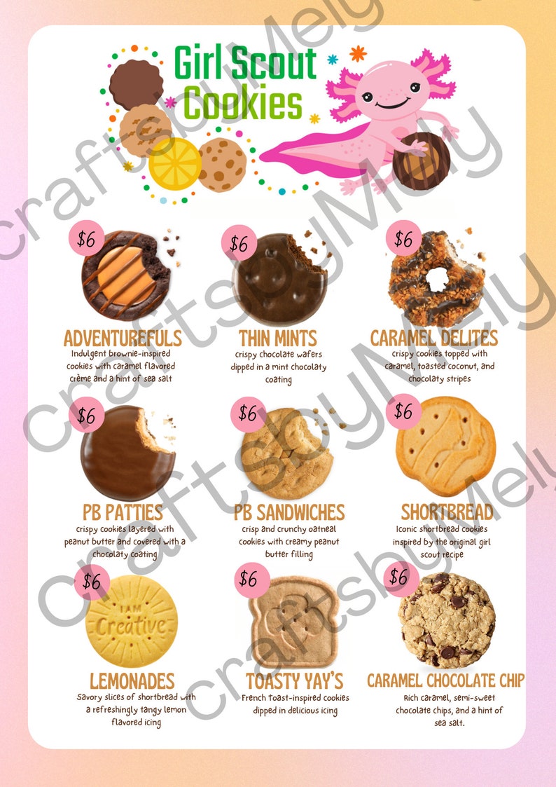 Girl Scout Cookie Booth Menu Price Sheet Printable 2024 / ALL Prices ...