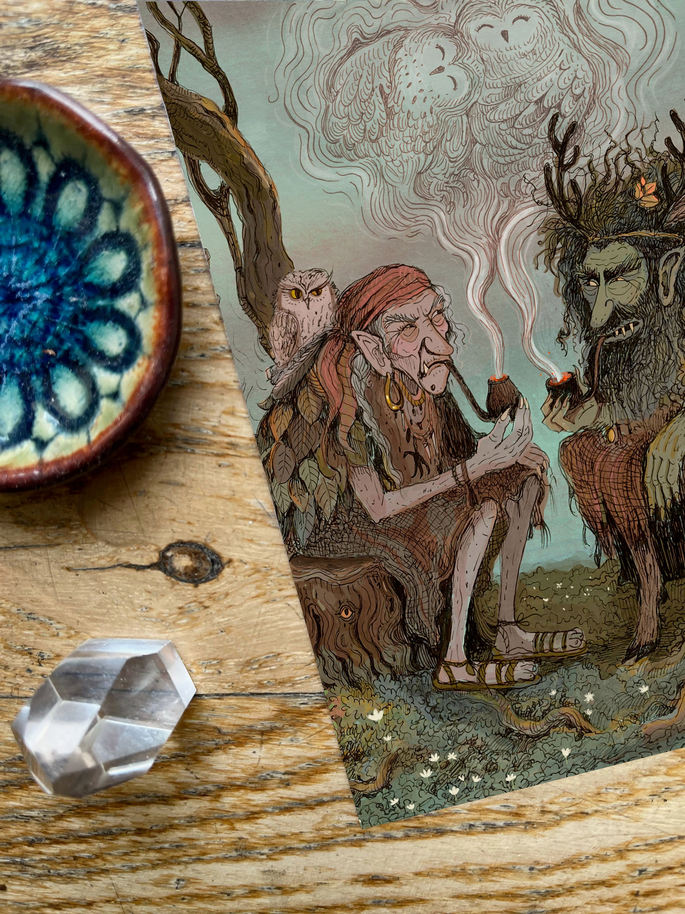 Set of 5 Art Postcards, Enchanted Forest, Shape Shifters, Full Moon ...