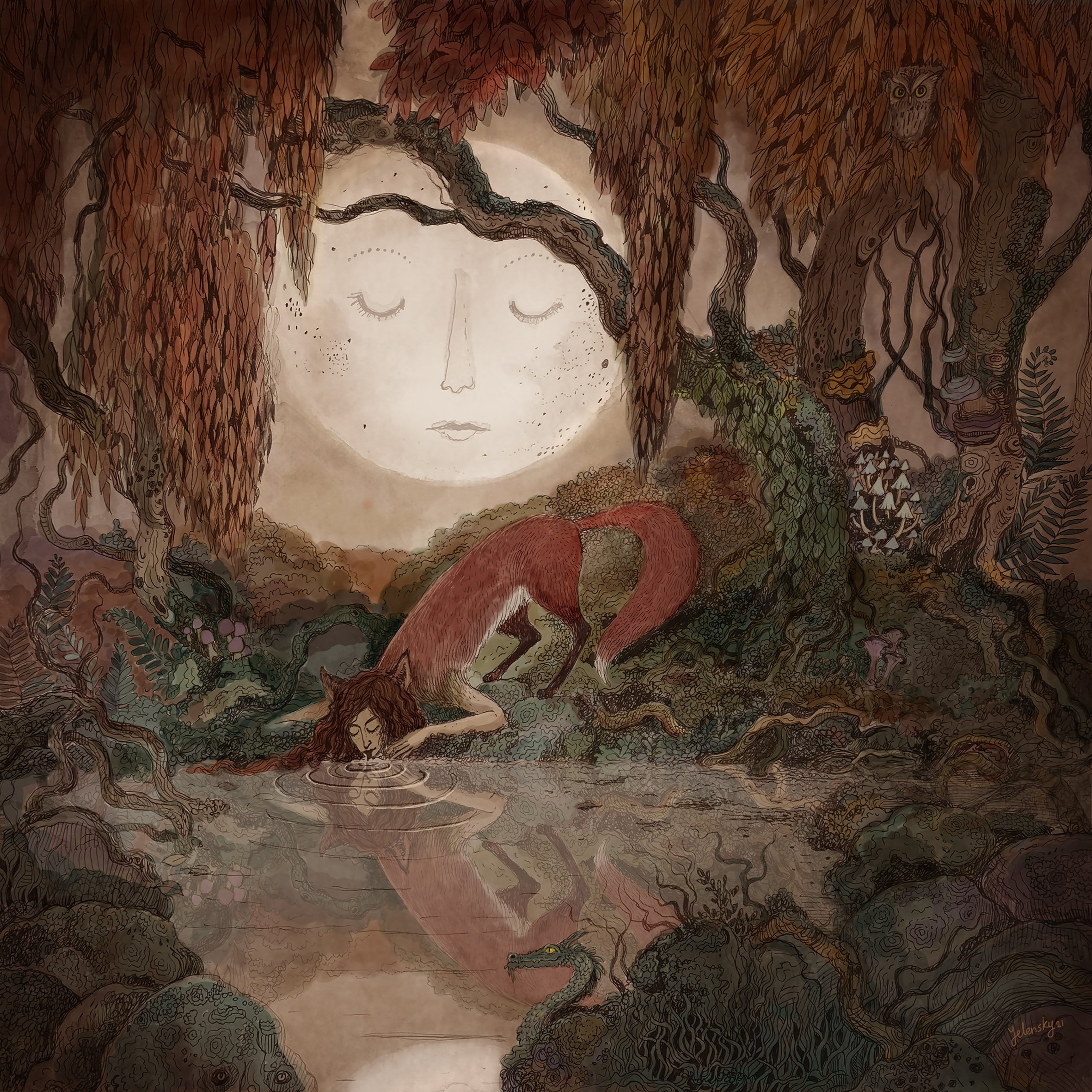 Full Moon Art , Fairy Tale Illustration, Folktale Week Art , Giclée ...