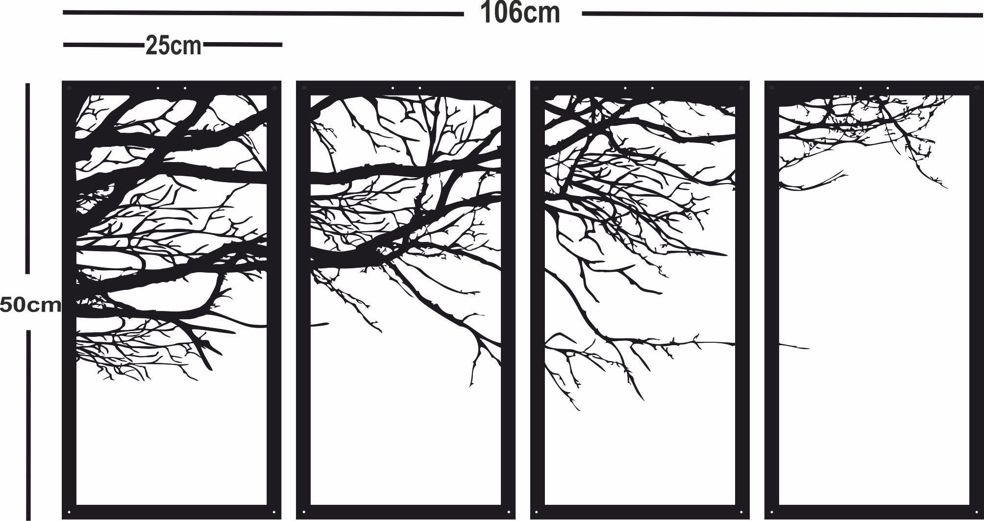 Metal Wall Art 4 Panels Tree of Life Decor Metal Tree | Etsy