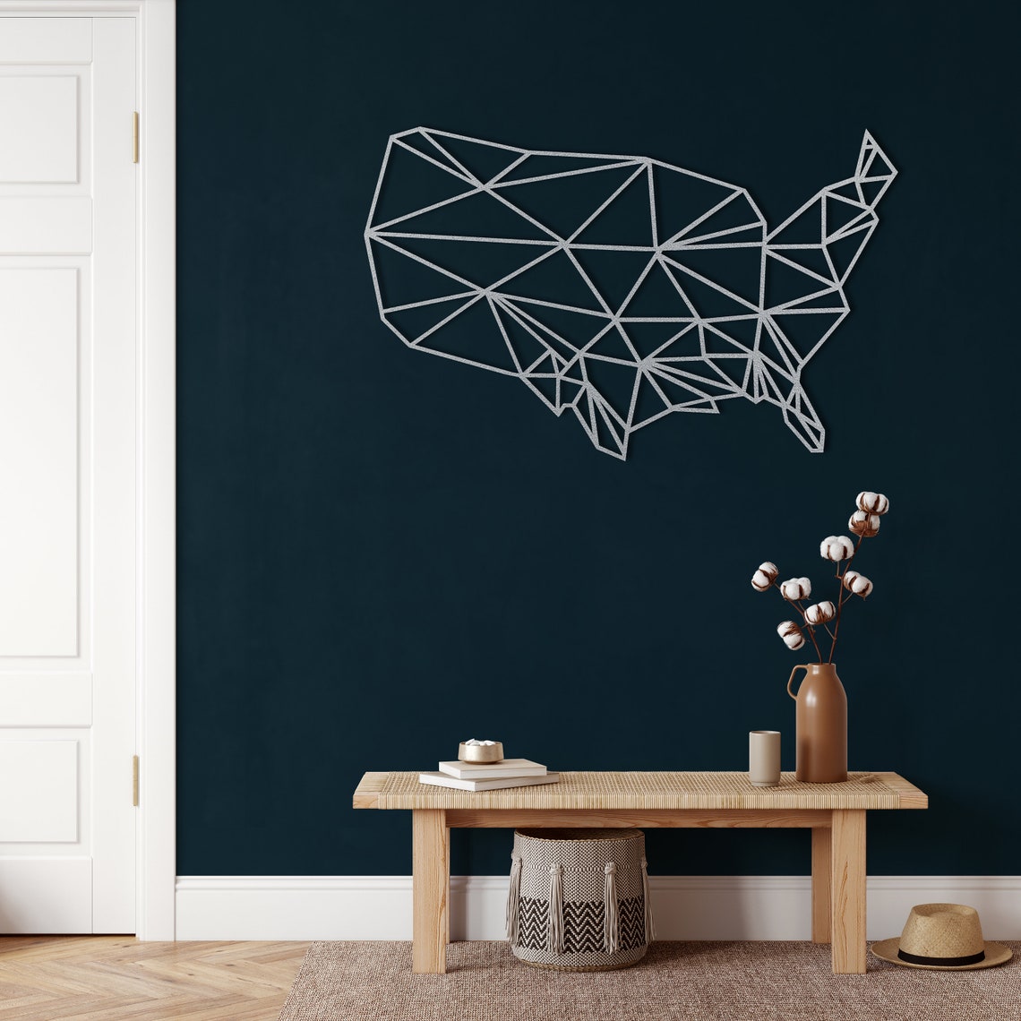 Metal World Map Wall Art Geometric America Map Metal USA | Etsy