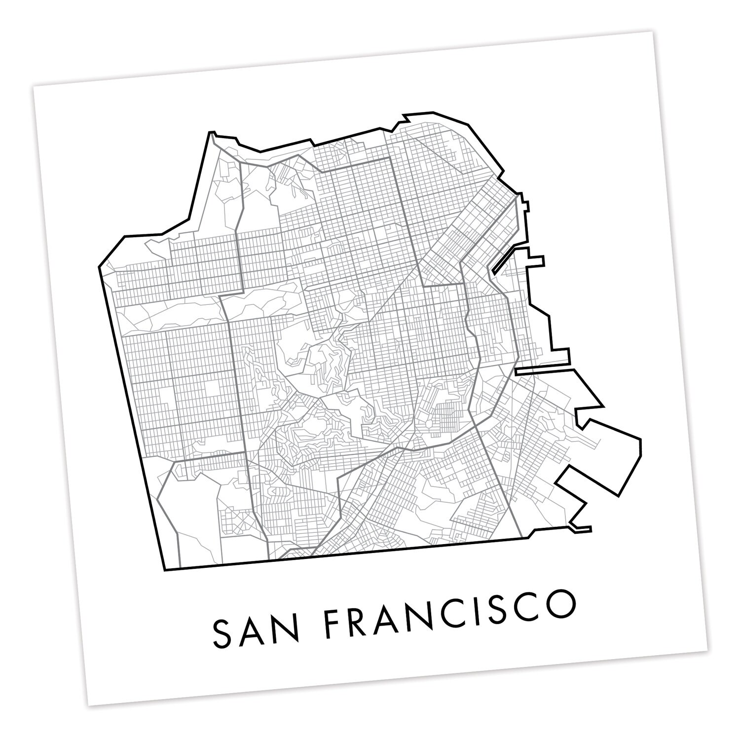 San Francisco Street Map High Resolution Digital Download, Print-ready ...