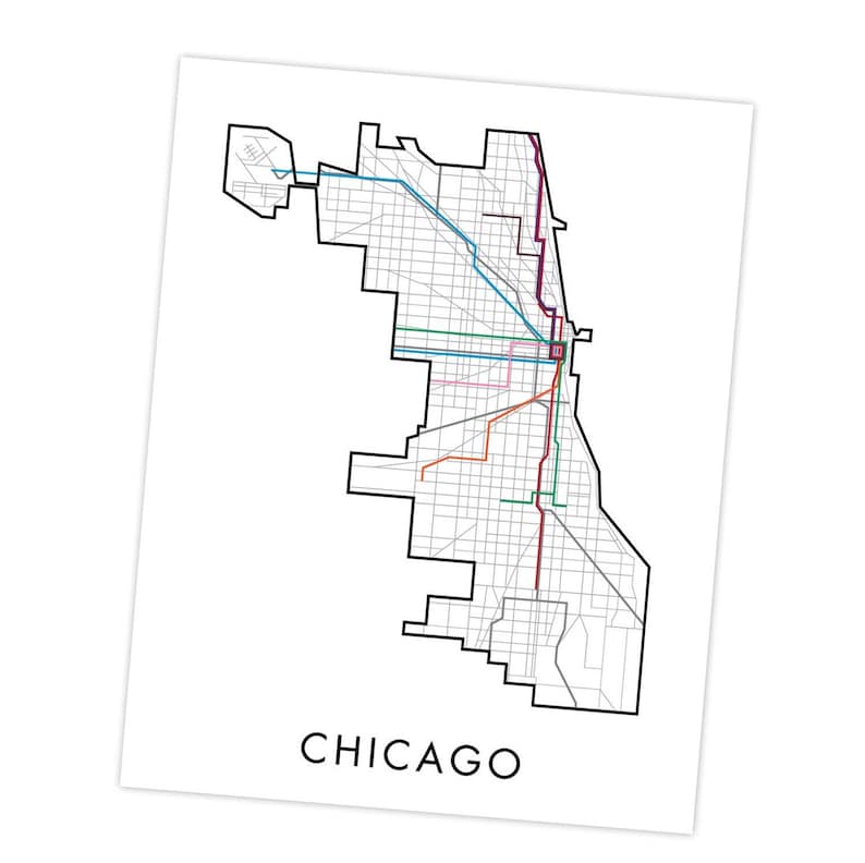 Chicago Street Map High Resolution Digital Download, Print-at-home up ...