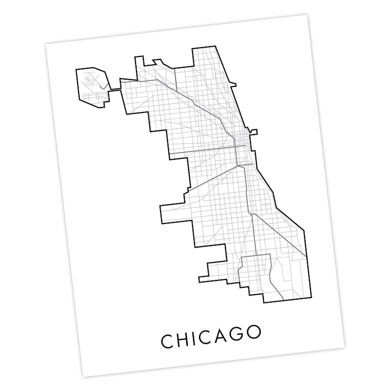 Chicago Street Map High Resolution Digital Download, Print-at-home up ...